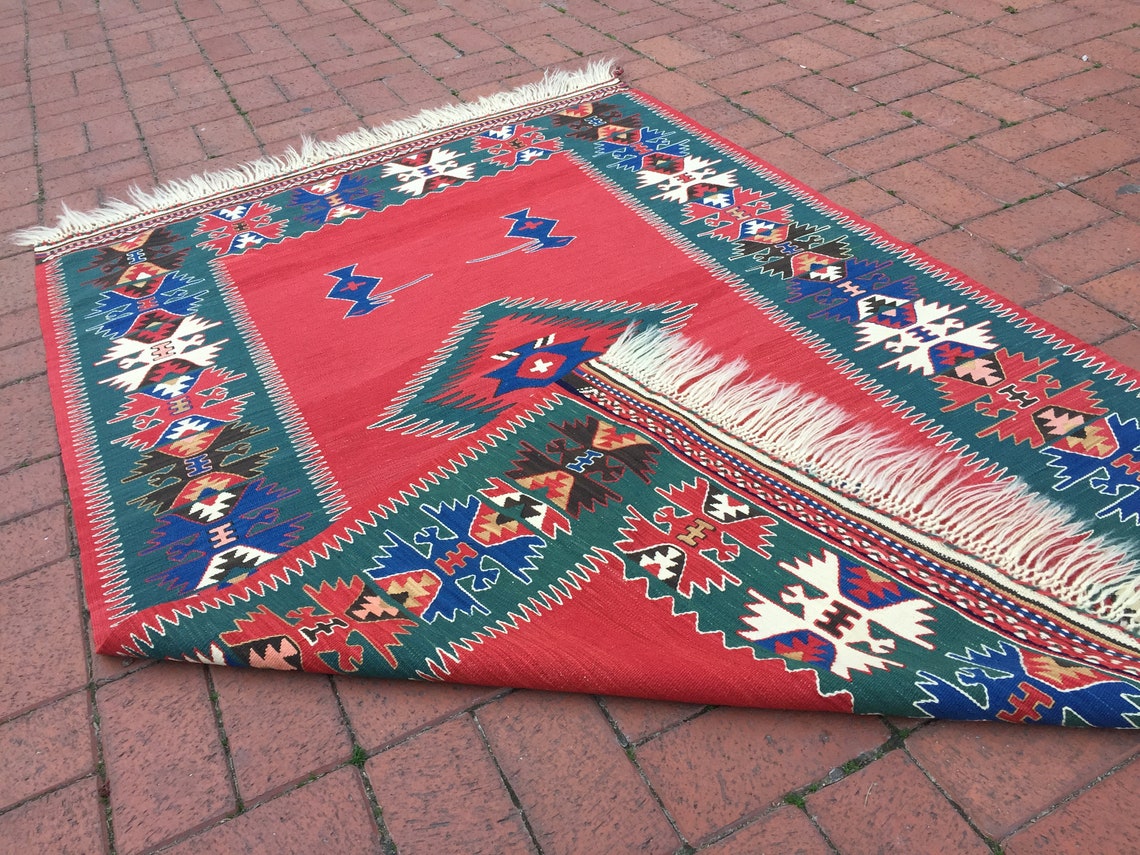 Red Turkish Rugs 47x69 in 120x175 cm Nomadic kilim Rug | Etsy
