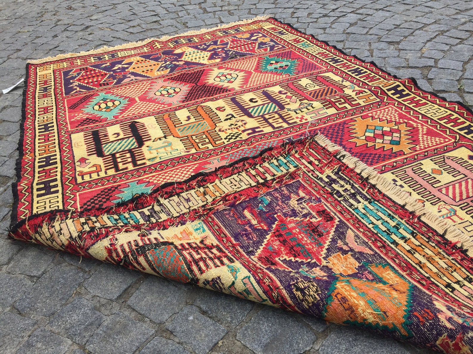 Silk Sumak Rug45x76 in 114x193 Cm Handwoven Anatolian Vintage - Etsy
