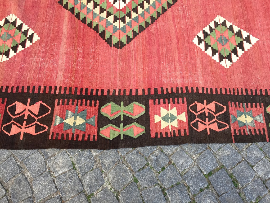 Red kilim Rug 70x125 in 178x317 cm Turkish Kilim Rug | Etsy