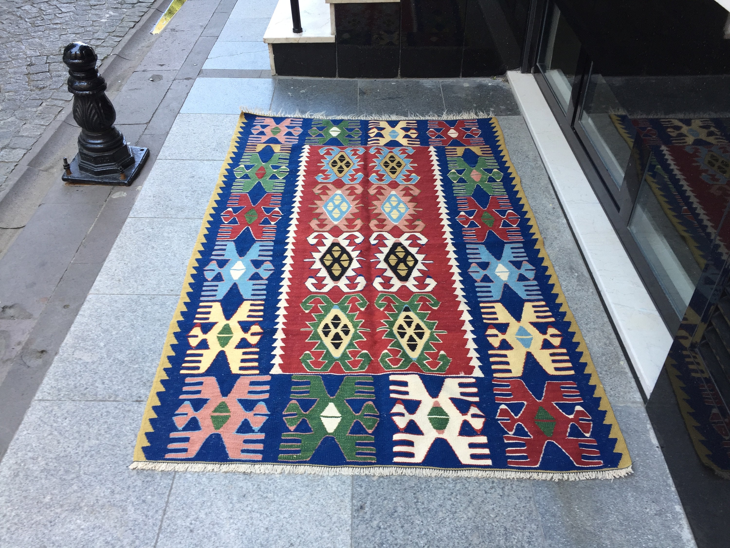 Blue Kilim Rug 46x70 in 118x179 Cm Handmade Kilim Rugvintage - Etsy
