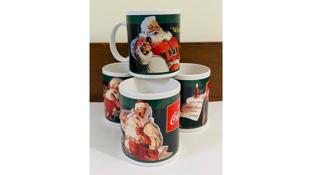 Set of 4 Coke 1930's Replica Santa Mugs by Trademark - Etsy