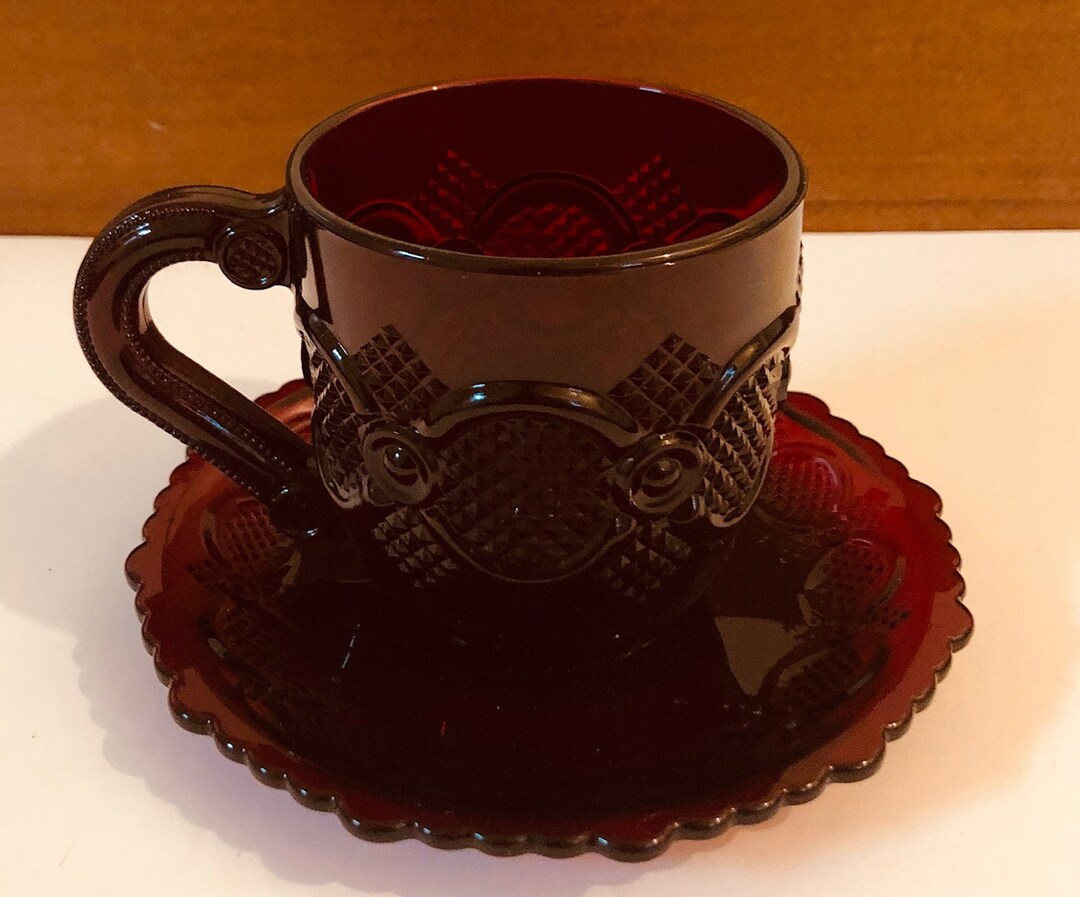 Avon Vintage Ruby Red Glass Cape Cod Cup and Saucer Set - Etsy