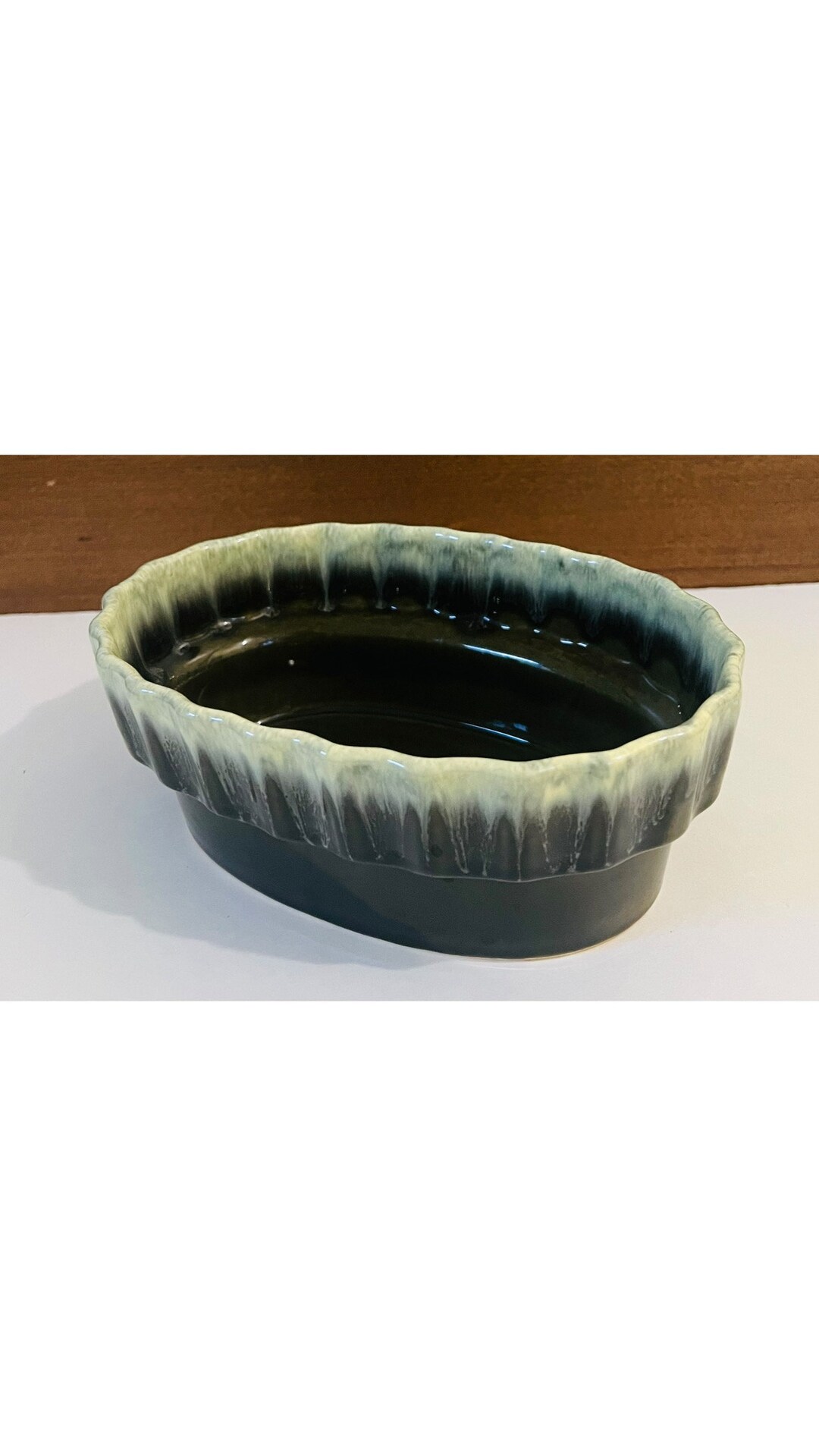 Hull Pottery Green Drip Glaze Oval Vintage Planter Forest Green #I-21 ...