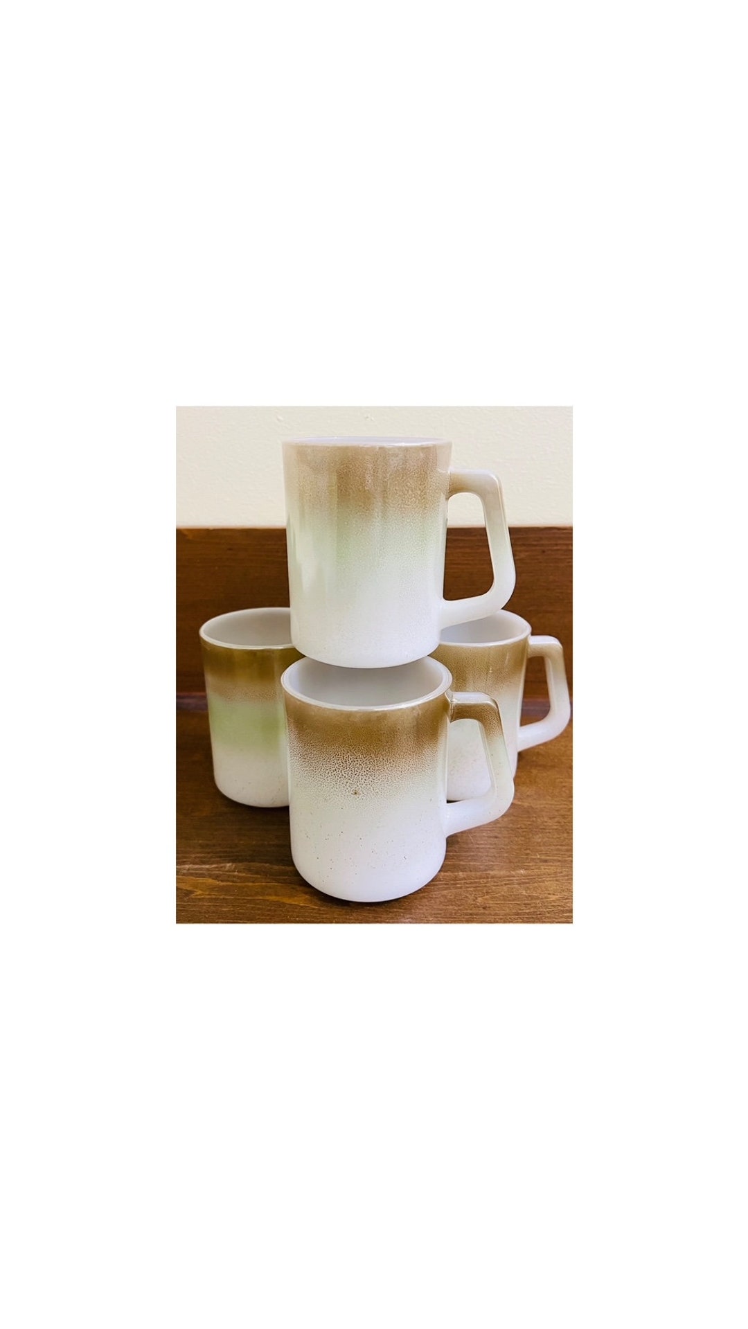 Federal Mesa Moss Ombre Milk Glass Mugs Mugs Set of 4 - Etsy