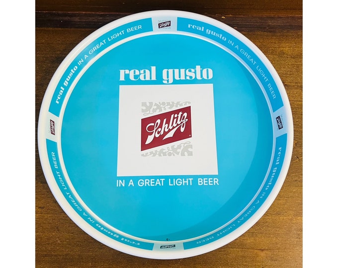 1965 Schlitz Real Gusto Metal Beer Tray, Barware Decor, Vintage ...