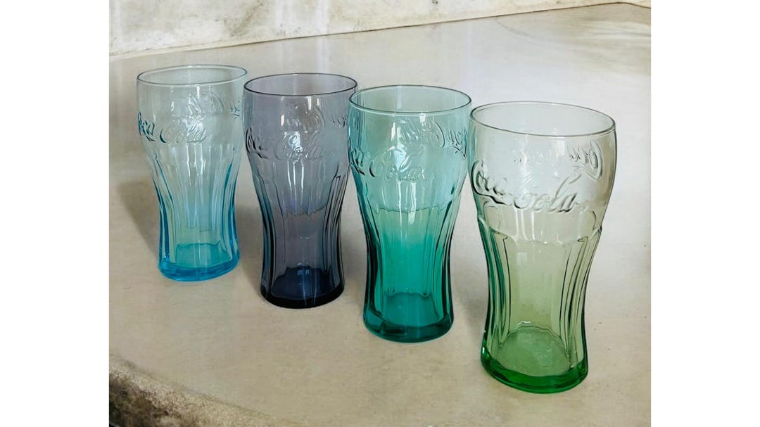 Set of 4 Libbey Coca Cola Fountain Glasses, Multi Color Glassware ...