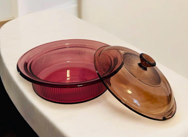 Vintage Corning Visions Cranberry Glass Casserole: 1 Quart Cookware - Etsy