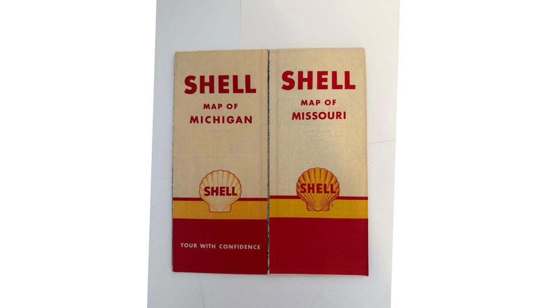 Vintage 1940s Shell Road Maps of the Midwest: Collectible Travel Guides ...