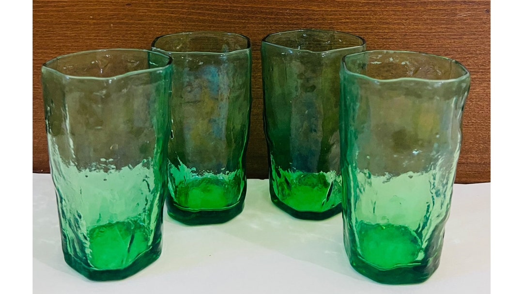 Vintage Set of 4 Seneca Driftwood Green Juice Glasses - Etsy