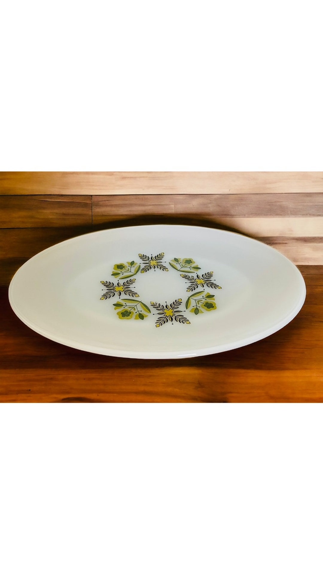Vintage Fire King Milk Glass Platter Meadow Design - Etsy