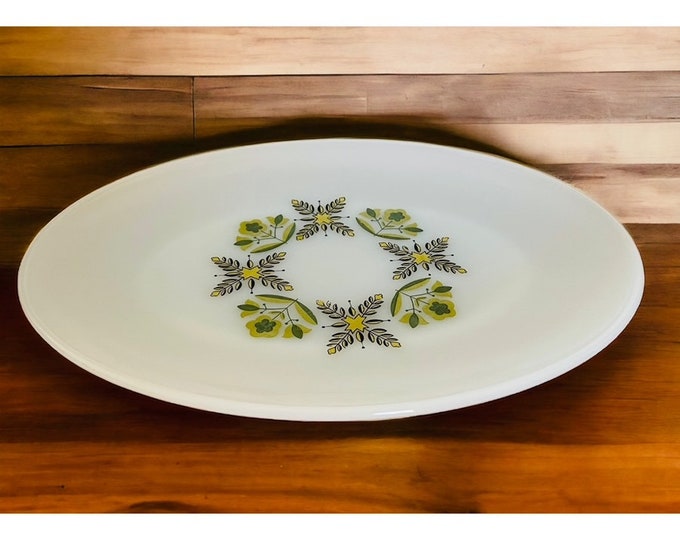 Vintage Fire King Milk Glass Platter Meadow Design - Etsy