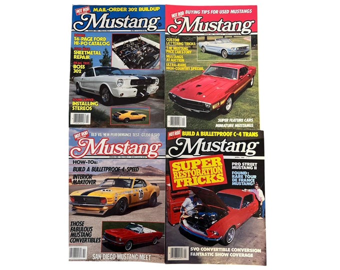 Vintage Mustang Magazine From Hot Rod Magazines Collection - Set of 4 Issues From the 1980's ...