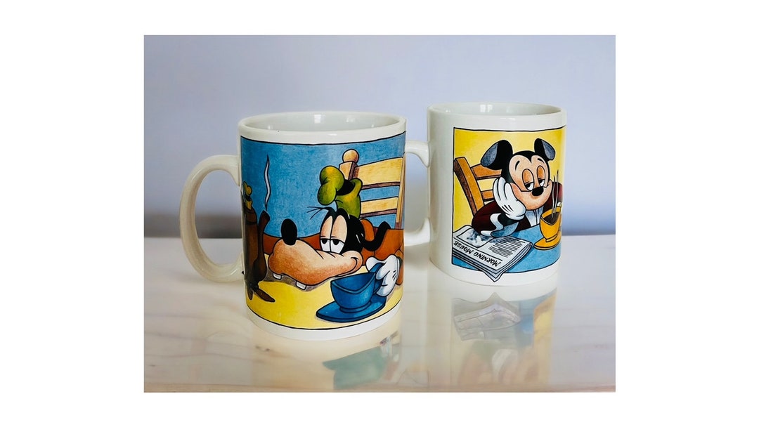Pair of Extra Large Disney Mugs, Sleepy Mickey Mouse and Goofy - Etsy