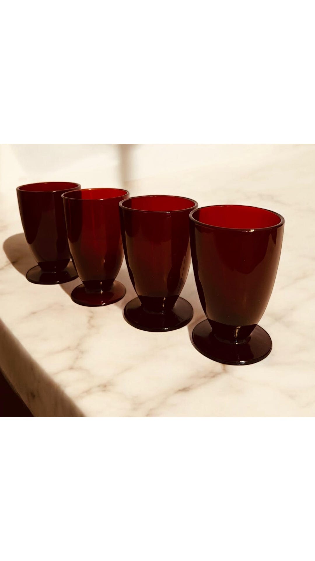 Vintage Anchor Hocking Royal Ruby Red Glass Tumblers, Set of 4, Footed ...