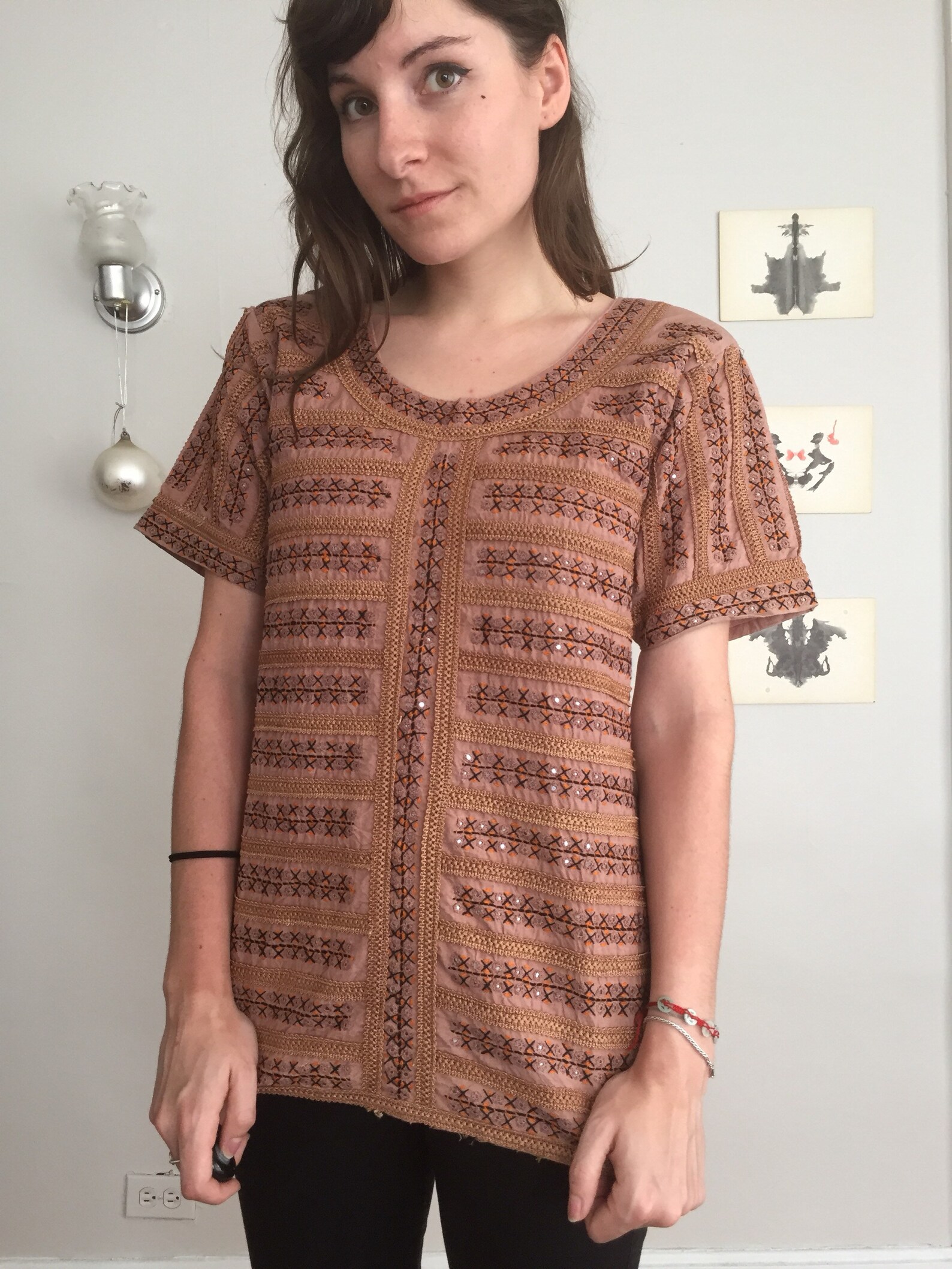 Heavy Hand Embroidered 70s Tunic With Tiny Mirror Embellishments - Etsy