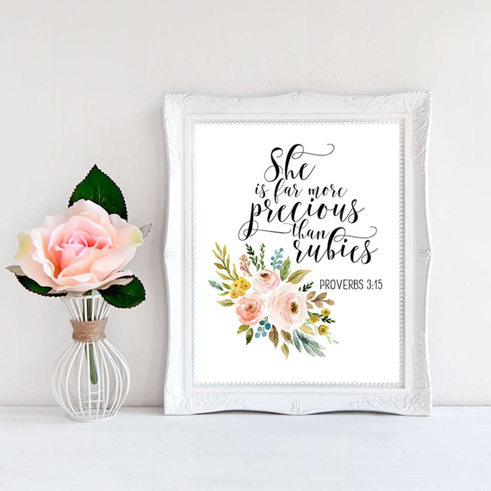 She Is Far More Precious Than Rubies Proverbs 3 15 Bible Etsy