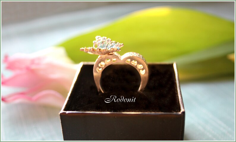 Butterfly Solid Silver Ring Unique Sparkly Heart Ring for - Etsy