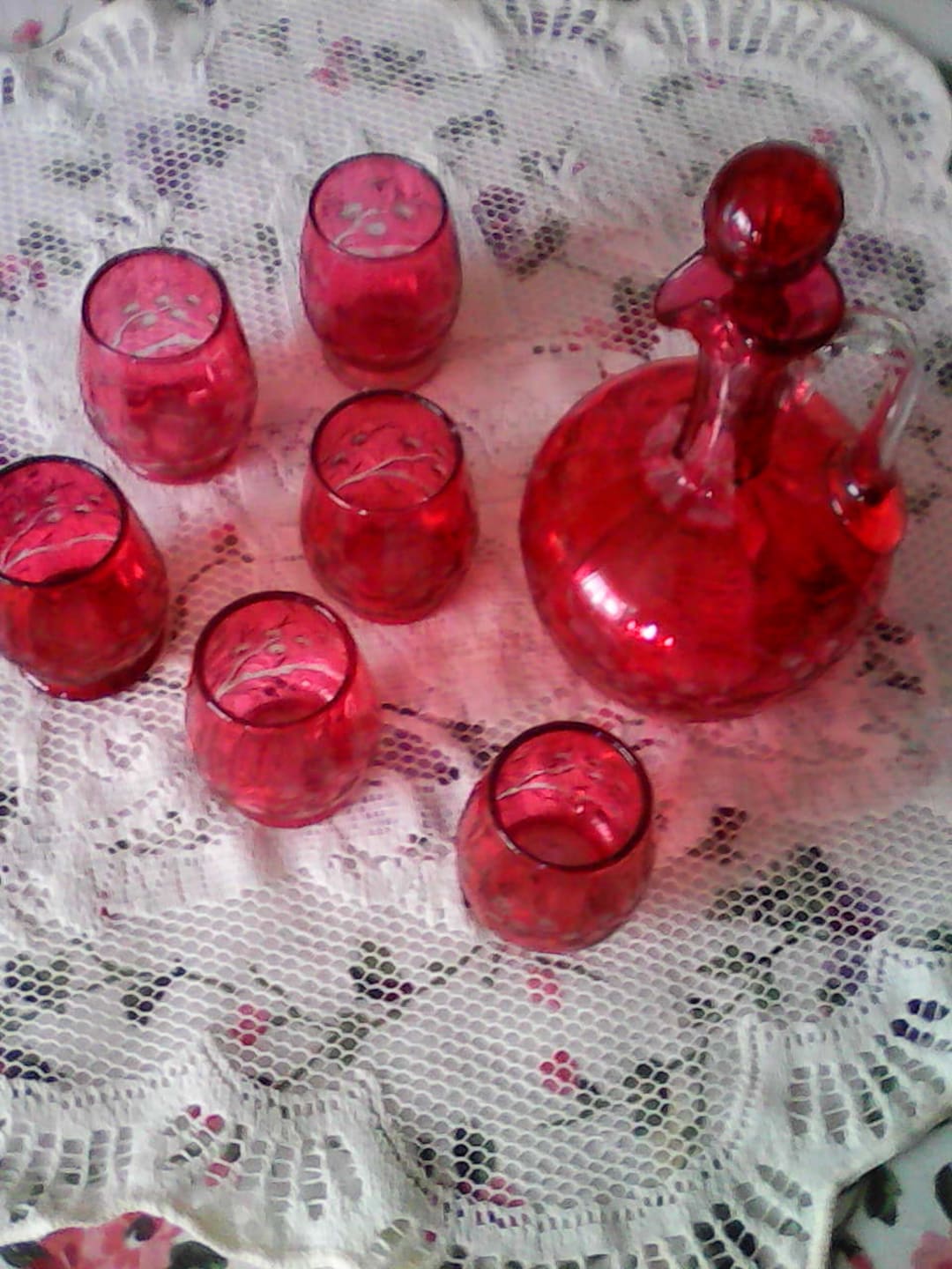 Vintage Ruby Red Desert Glasses - Etsy