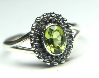 Peridot silver ring | Etsy