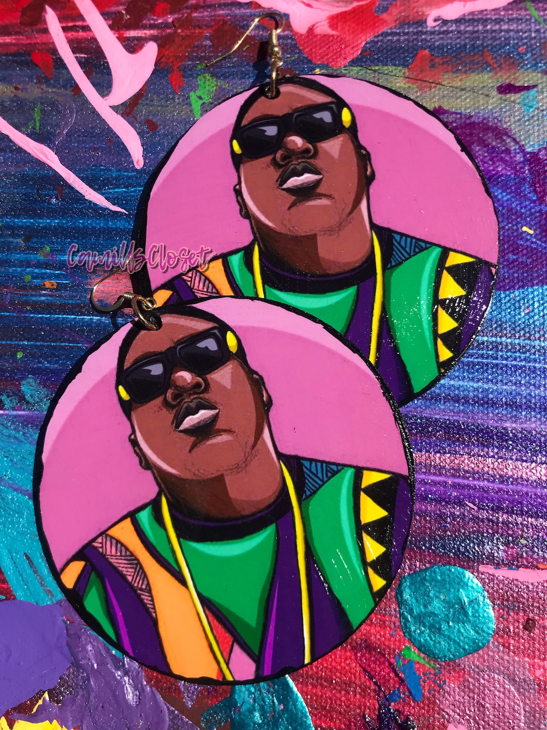 Coogie Sweater Biggie Earrings pink/purple/green - Etsy