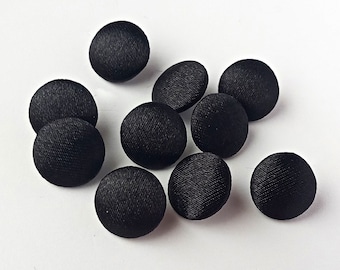 10mm Black Satin Fabric Buttons Sewing Buttons - Etsy