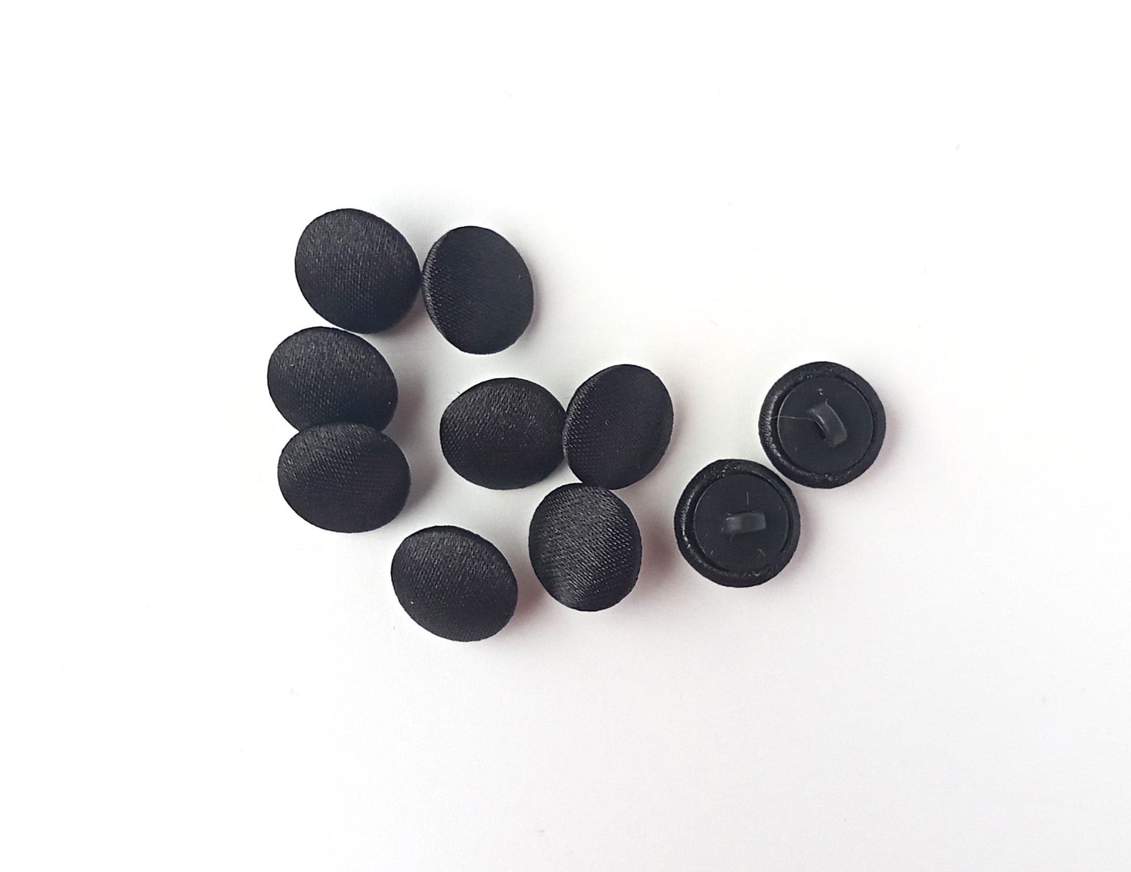 14mm Black Satin Fabric Buttons Sewing Buttons - Etsy