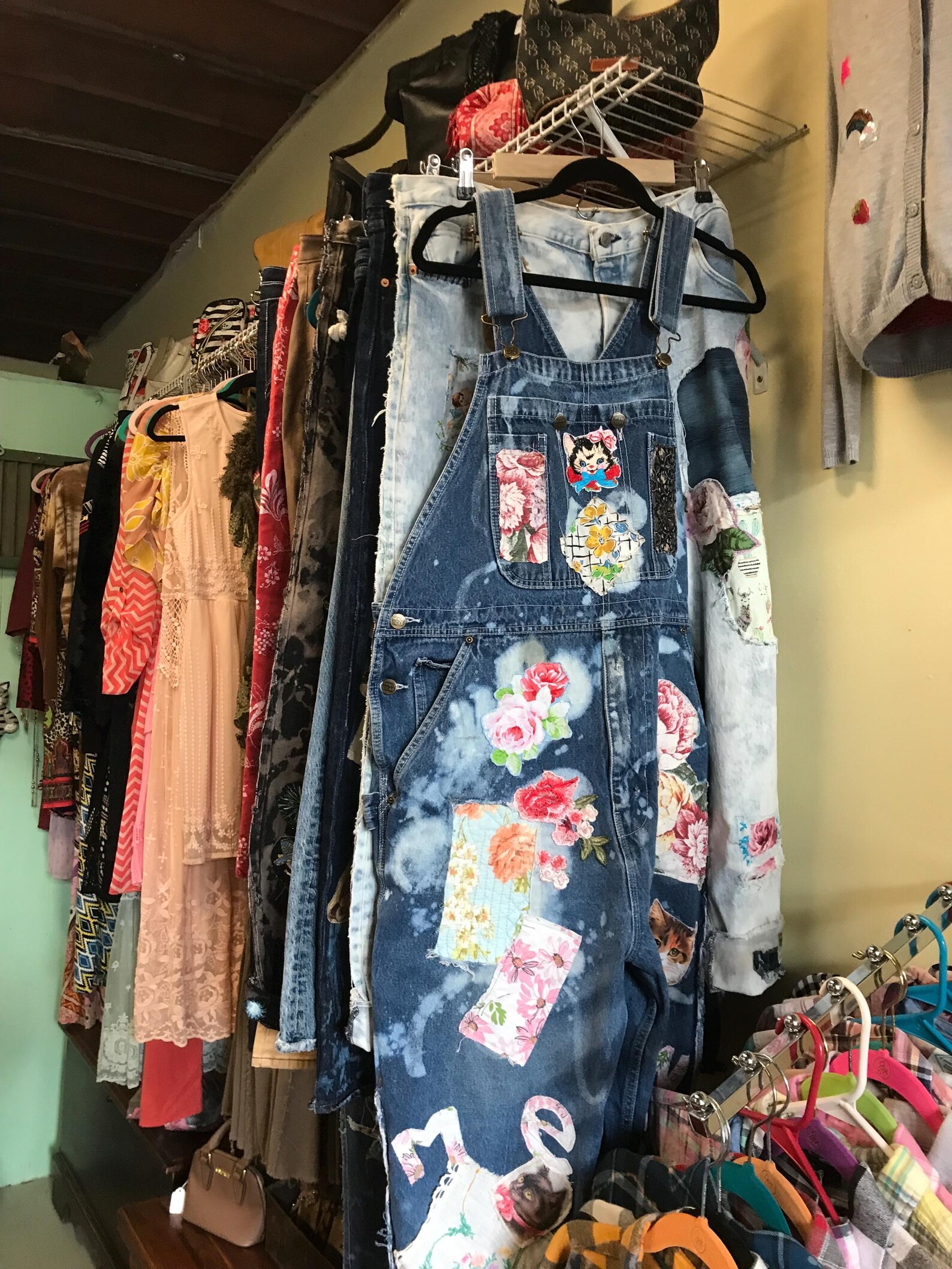 Hand Patched,bleached and Embellished Boho Denim Overalls Plus Size - Etsy