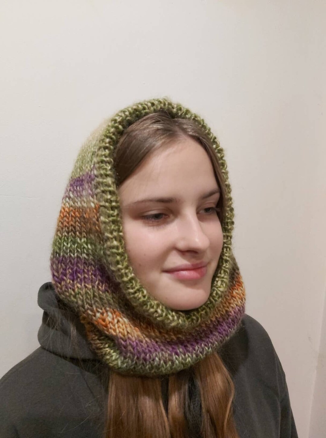 Balaclava Hood, Sophie Scarf,knit Hooded Scarf, Winter Hat, Mini Scarf ...