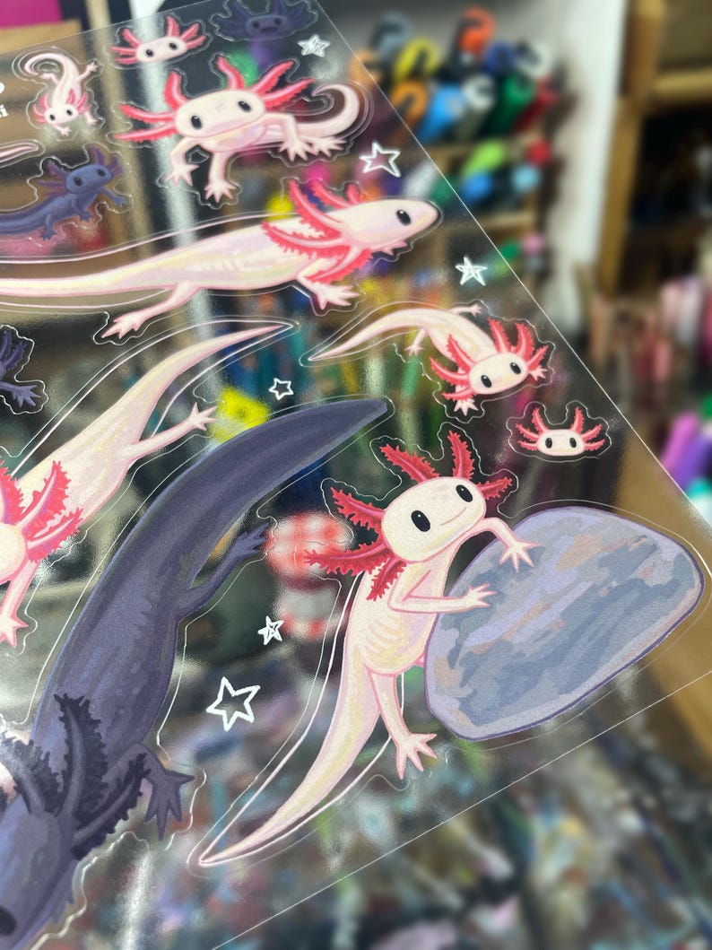 Axolotl Sticker Sheet | Clear Transparent Aquarium Stickers - Etsy