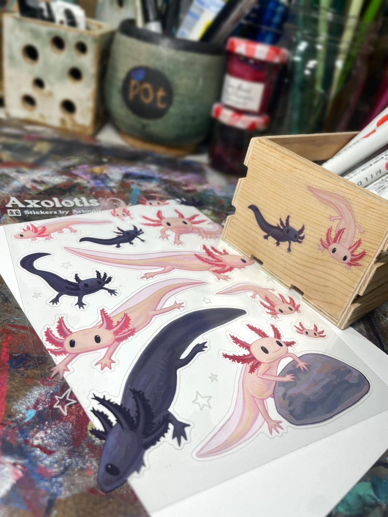 Axolotl Sticker Sheet | Clear Transparent Aquarium Stickers - Etsy