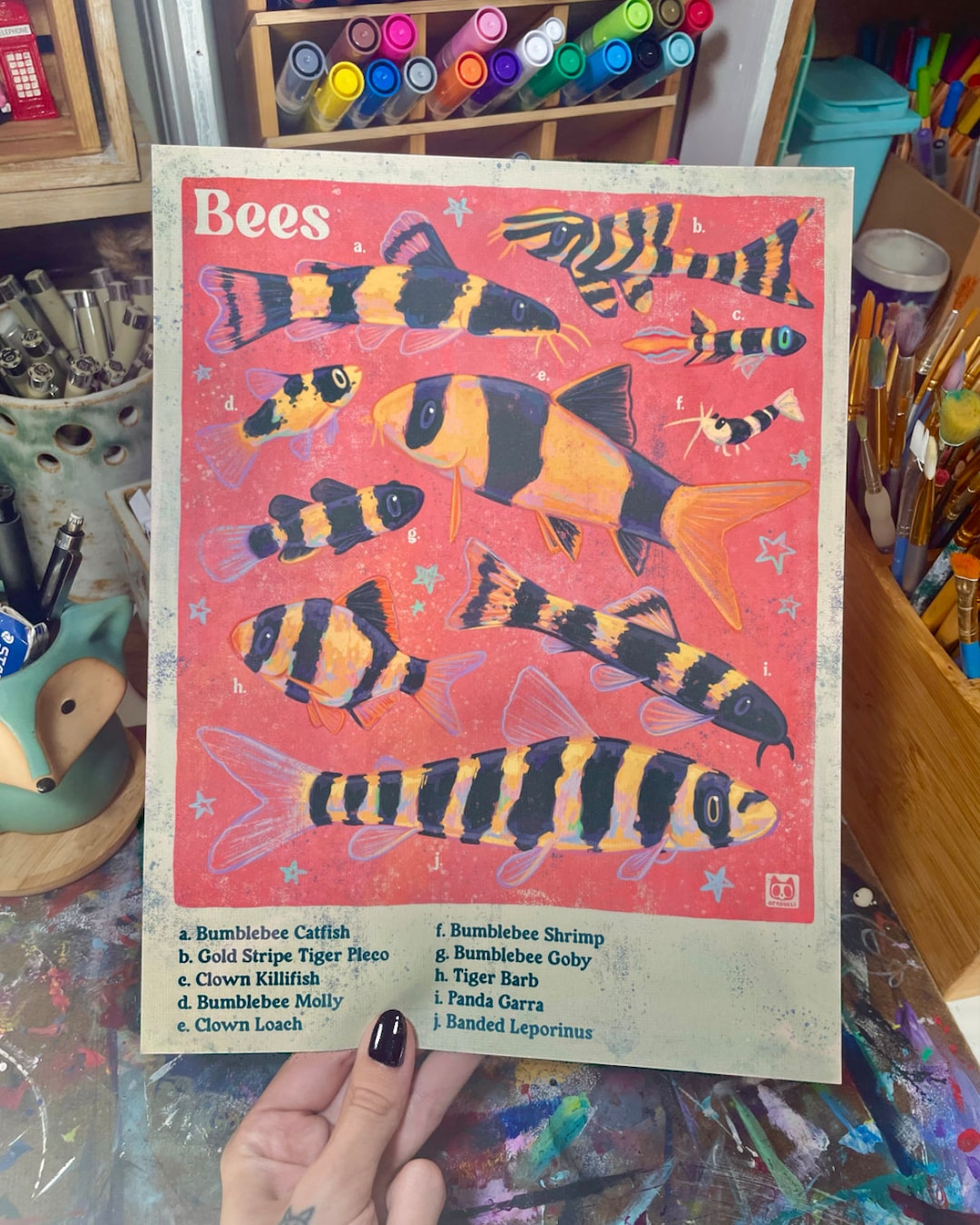 Bees Fish Art Print Poster - Etsy