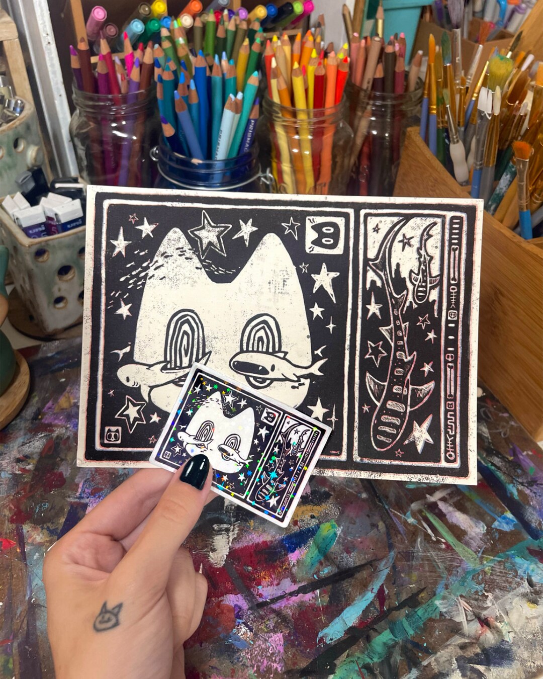 Spaced Out | Art Print + Holo Sticker - Etsy