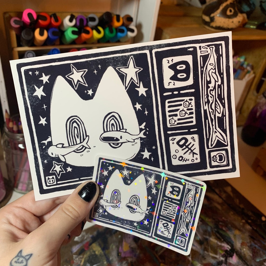 Spaced Out Art Print Holo Sticker - Etsy