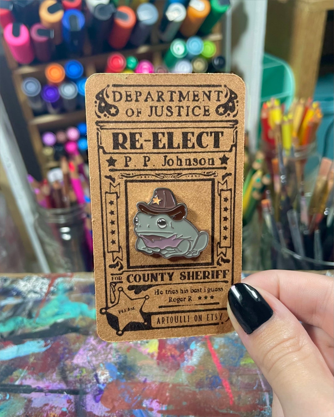 Sheriff Frog Enamel Lapel Pin Cowboy Frog - Etsy