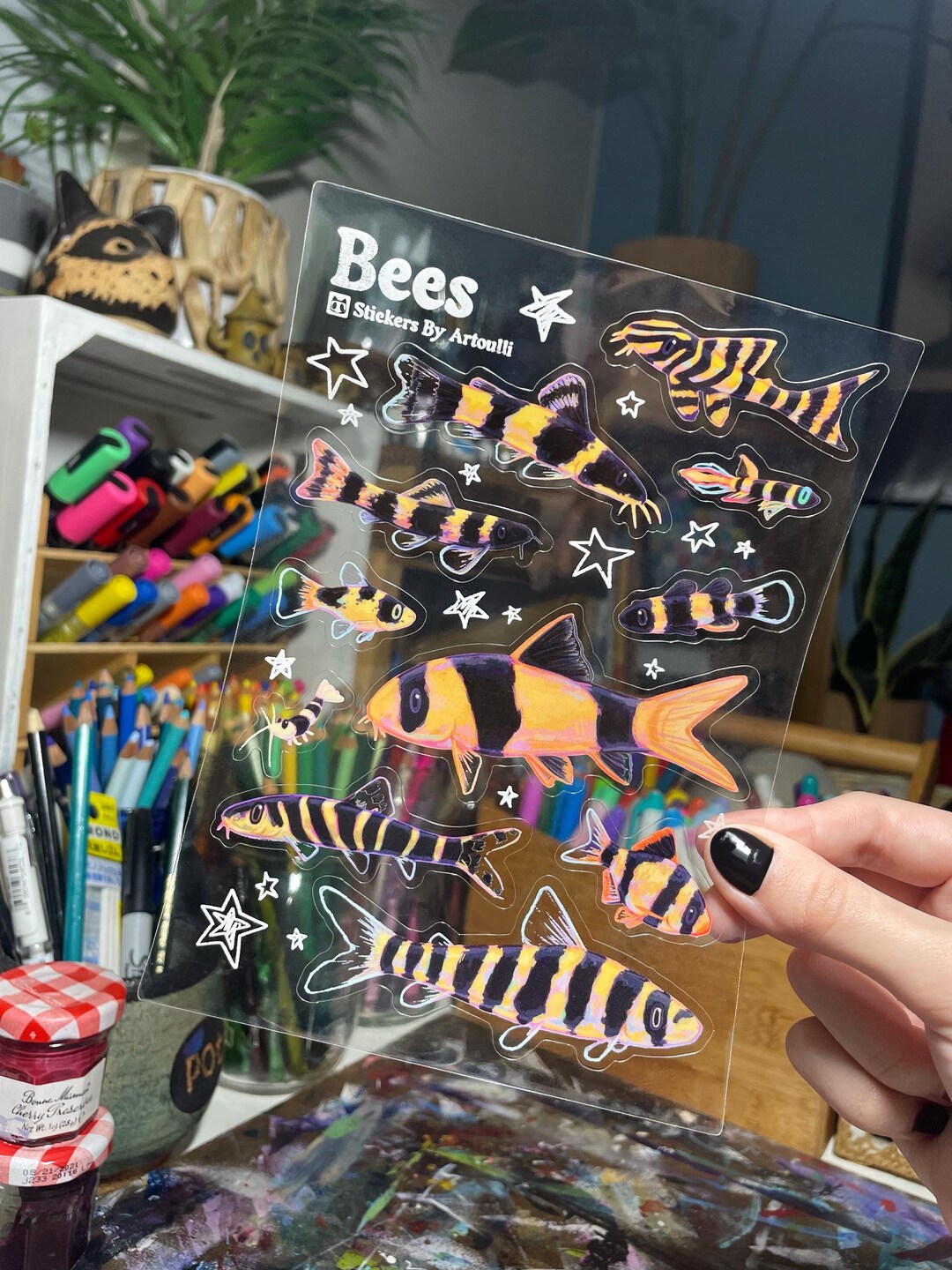 Aquarium Bees Sticker Sheet | Clear Transparent Freshwater Fish ...