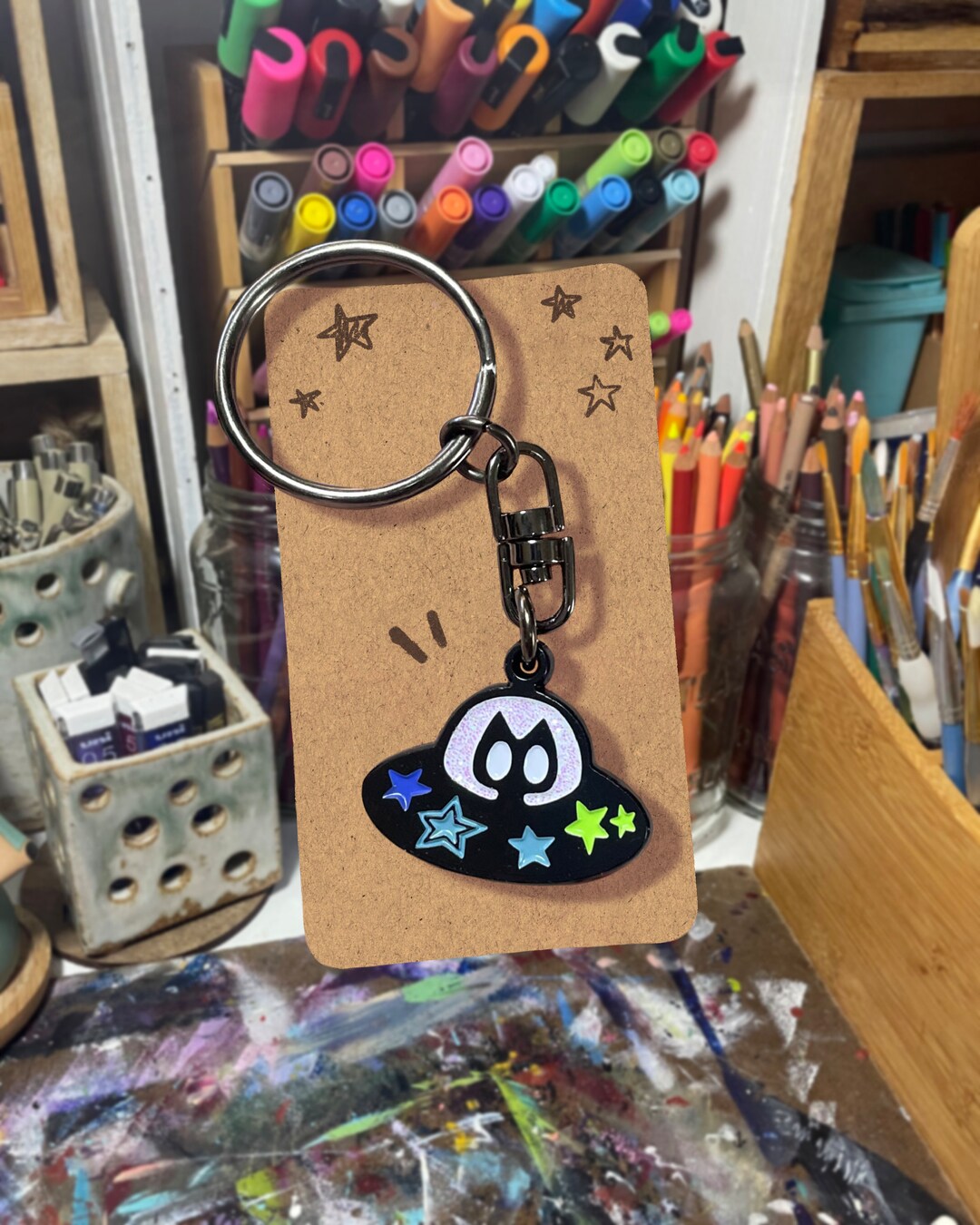 Flying Saucer Space Kitty Keychain | UFO Cat Bag Charm Keyring - Etsy