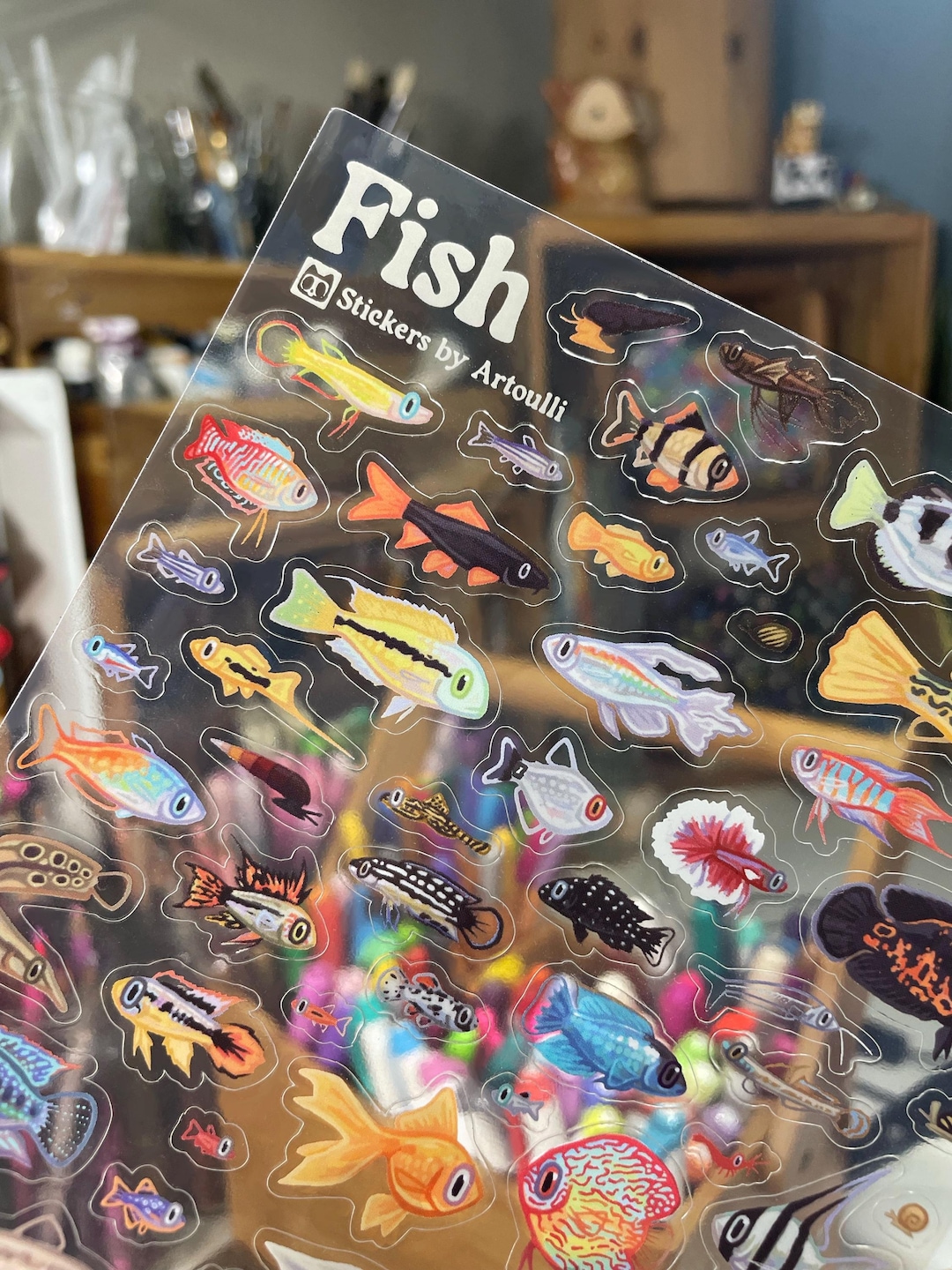 Mini Aquarium Fish Sticker Sheet | Clear Transparent Freshwater ...