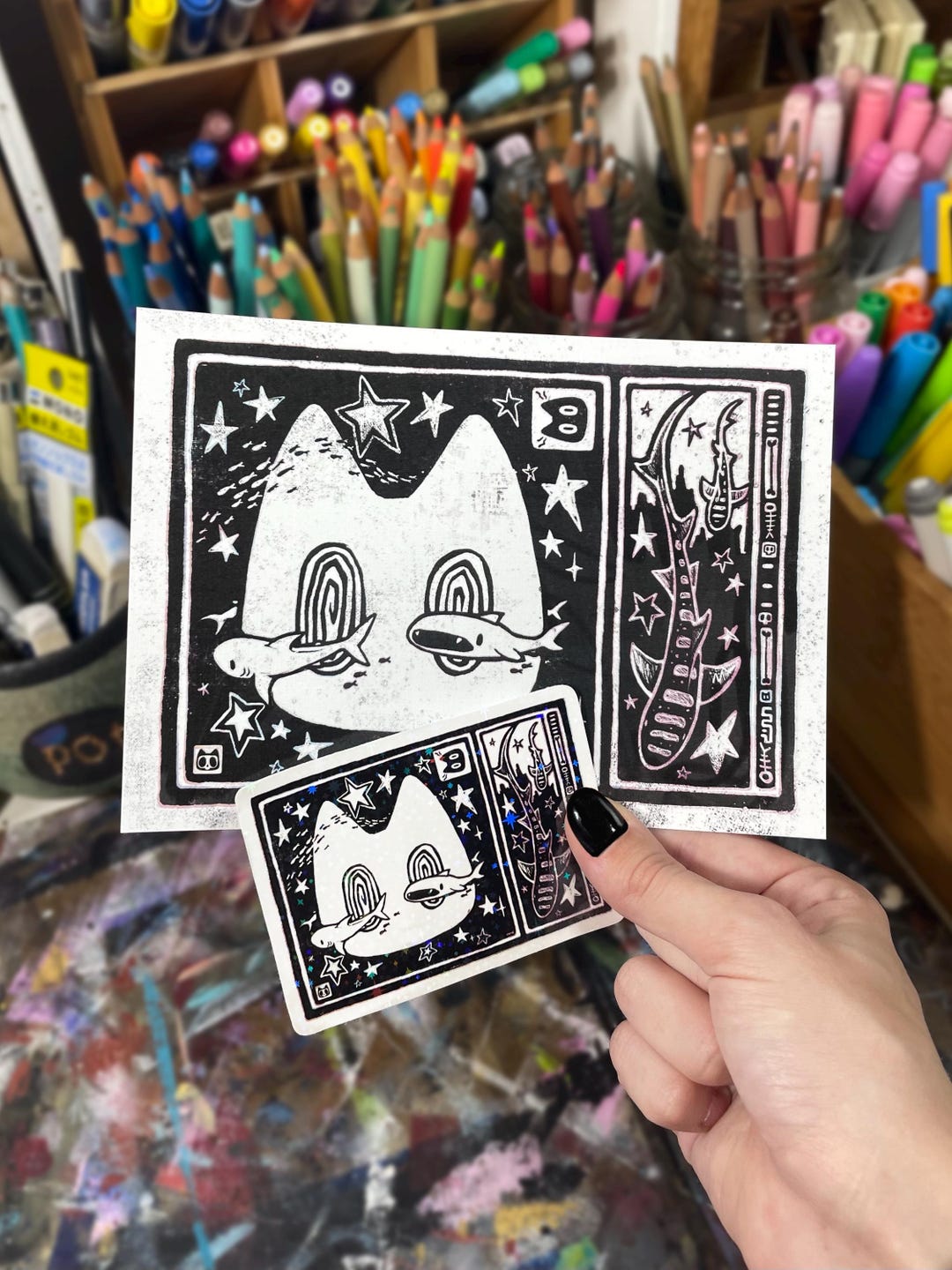 Spaced Out | Art Print + Holo Sticker - Etsy