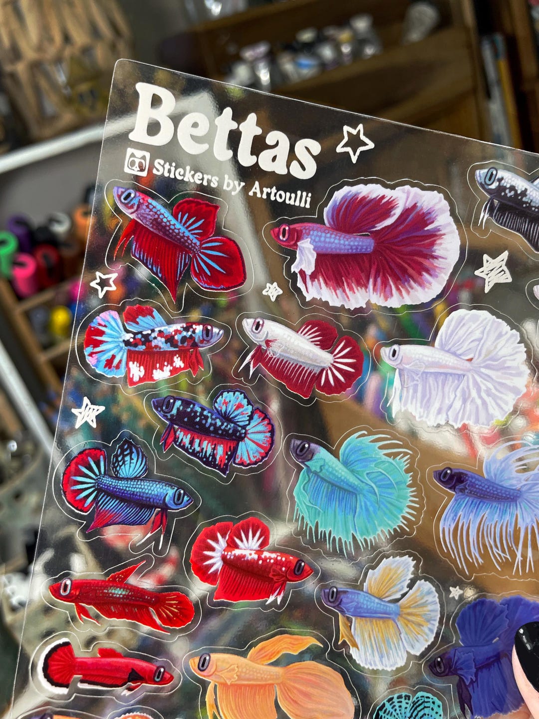 Betta Fish Sticker Sheet | Clear Transparent Aquarium Fish Stickers - Etsy