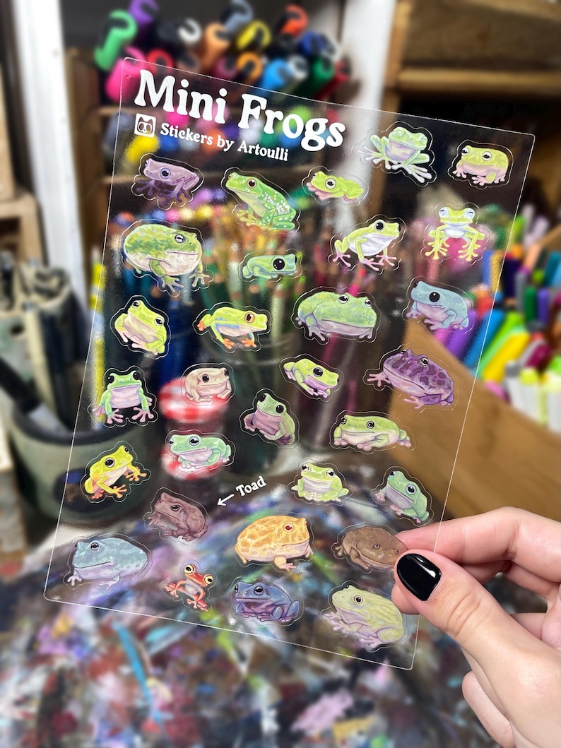 Mini Frogs Sticker Sheet | Clear Transparent Frog Stickers - Etsy