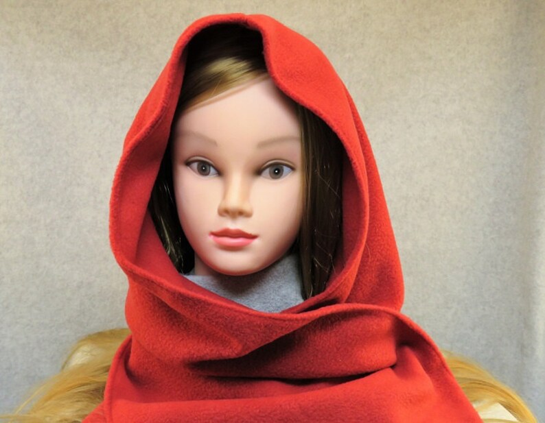 Hooded Fleece Scarf Red Scarf Scoodie Snood Red Snood Red - Etsy