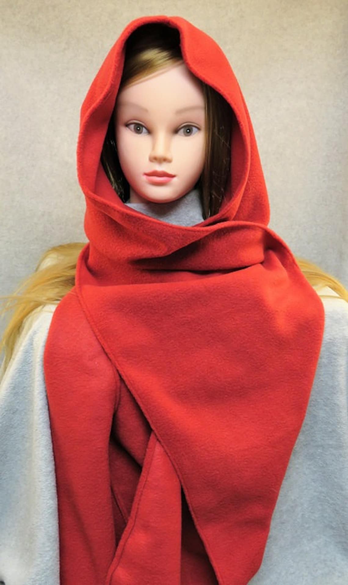 Hooded Fleece Scarf Red Scarf Scoodie Snood Red Snood Red - Etsy