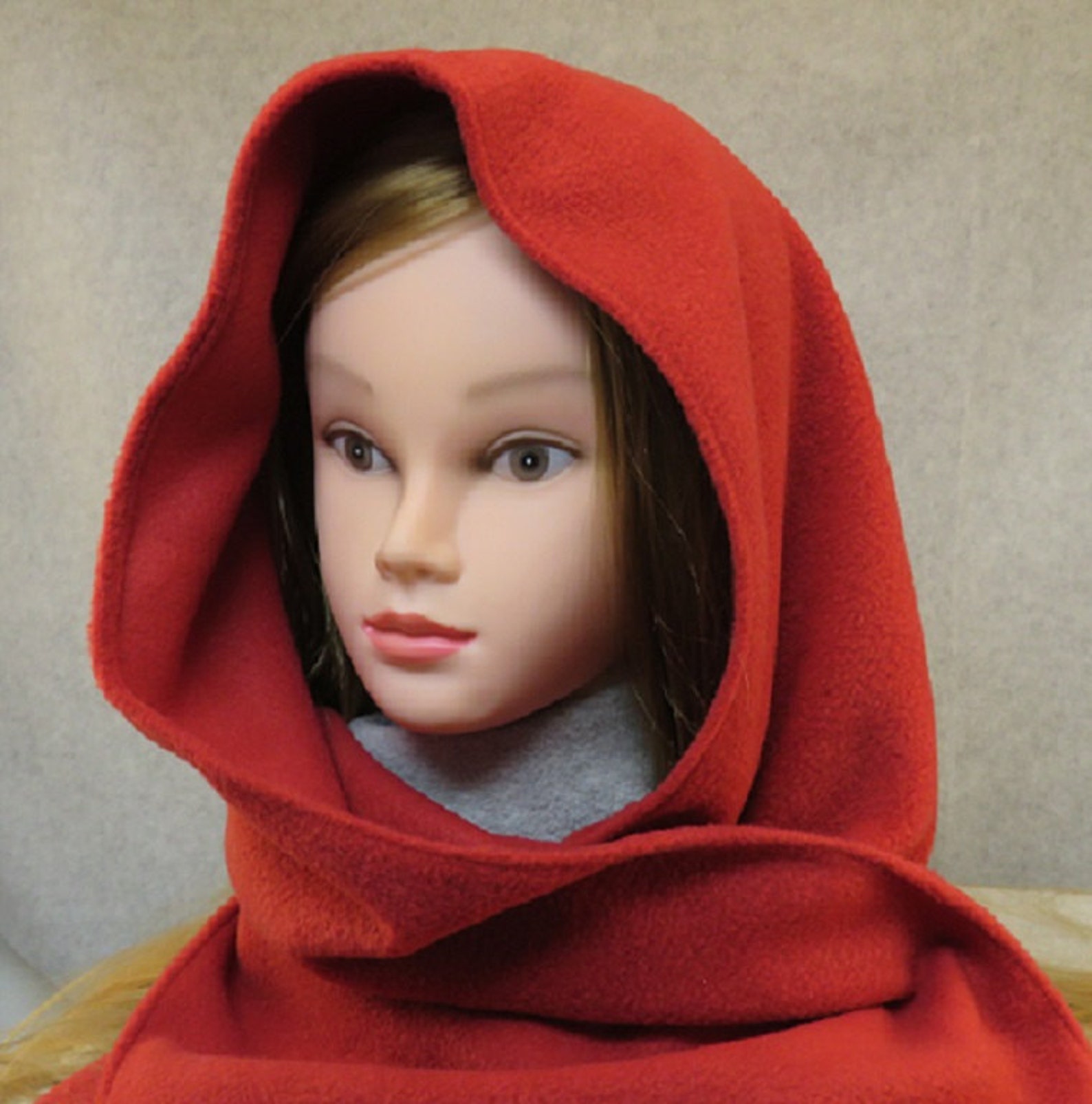 Hooded Fleece Scarf Red Scarf Scoodie Snood Red Snood Red - Etsy