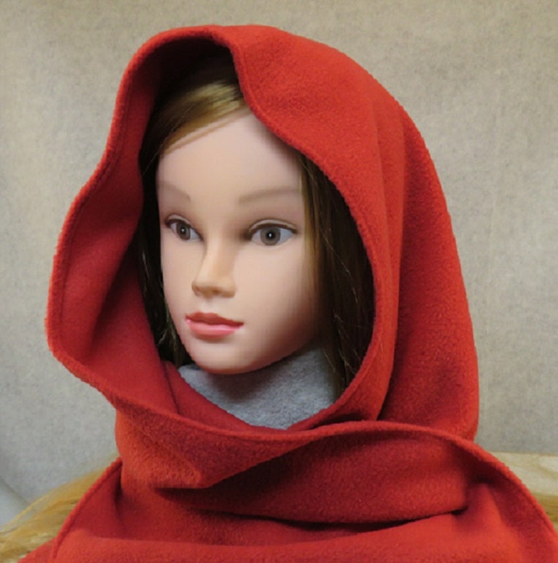 Hooded Fleece Scarf Red Scarf Scoodie Snood Red Snood Red - Etsy