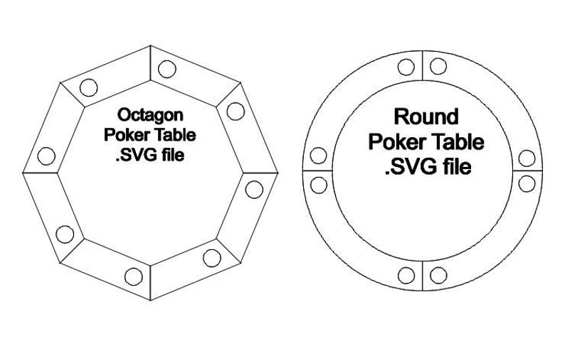 Poker Table Pieces for CNC, .SVG Files Octagon, Round Tables, Digital ...