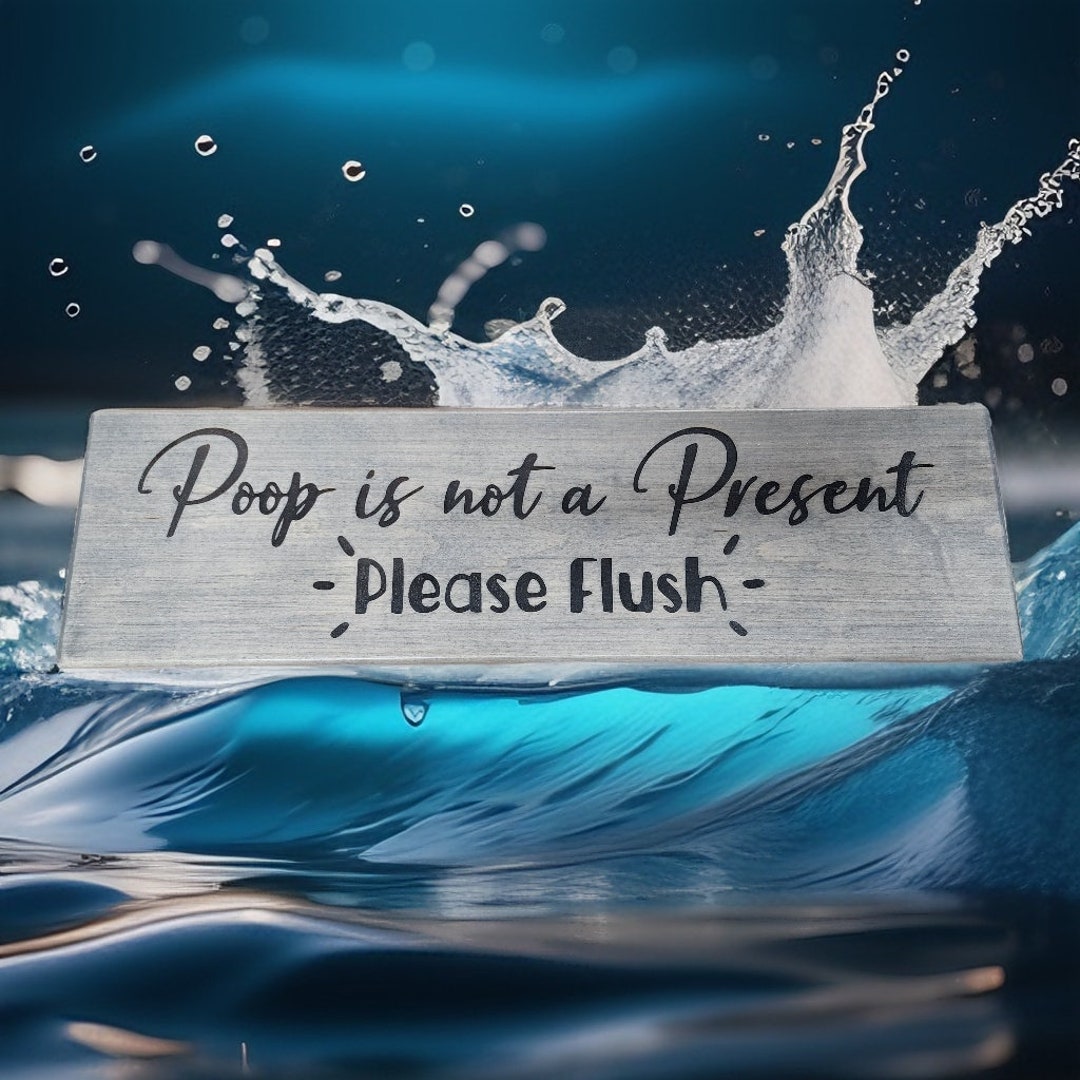 Bathroom Sign poop is Not a Present, Please Flush Wooden Sign - Etsy