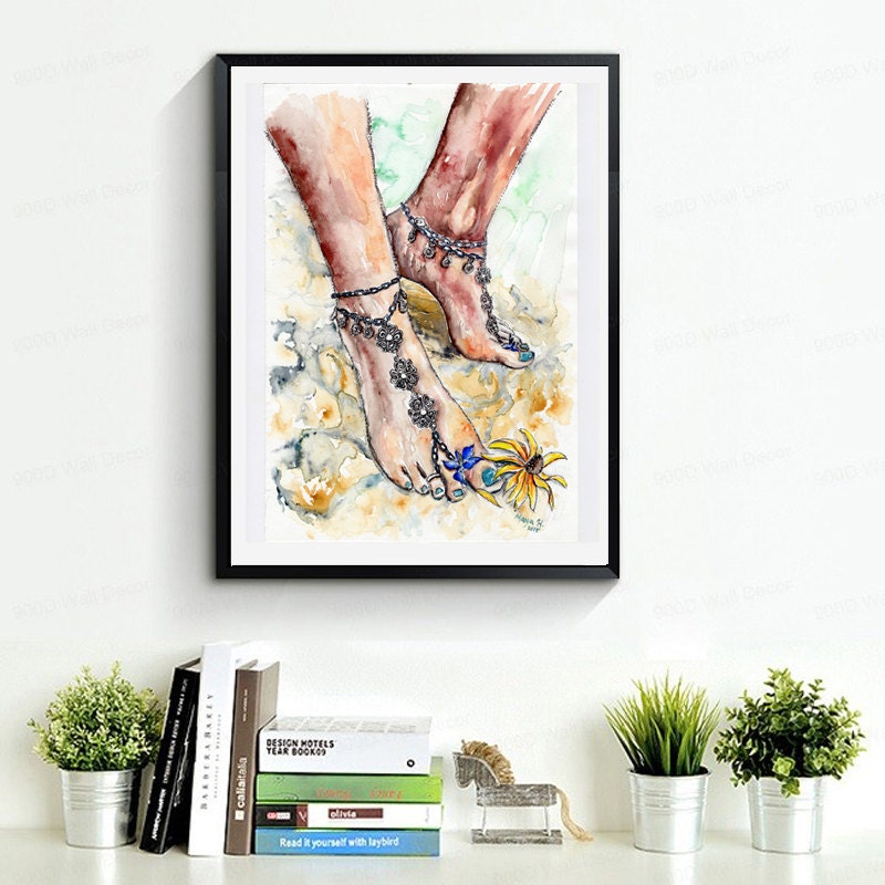 Dancing Feet Watercolor Painting, Feet Color Print, Home Decor, Feet ...