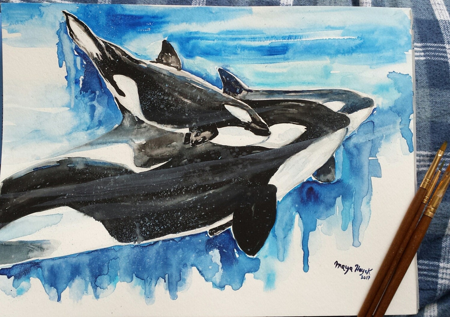 Orca Whales, Orca Whale Art, Whale Nursery, Beach Decor, Whale Painting ...