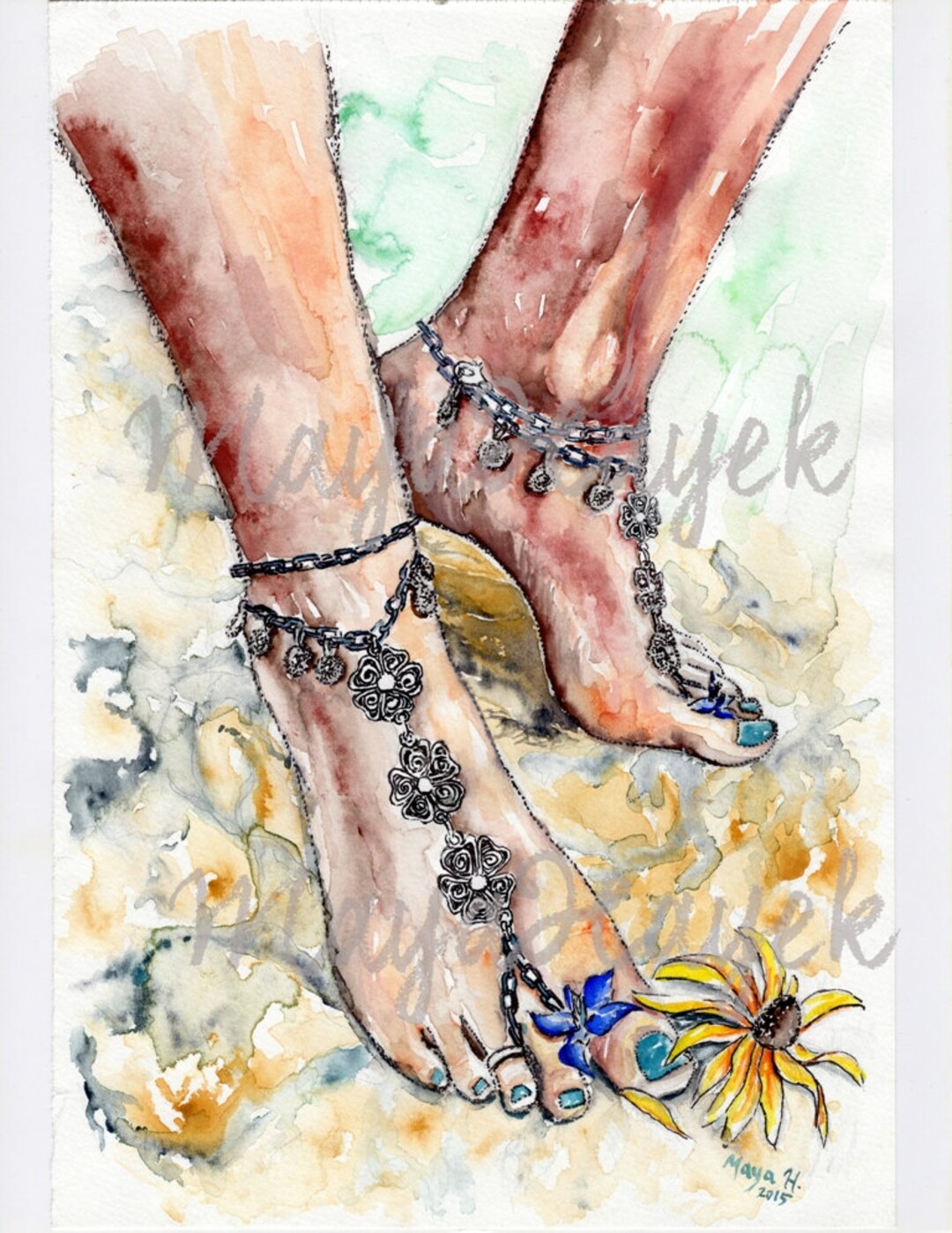Dancing Feet Watercolor Painting, Feet Color Print, Home Decor, Feet ...