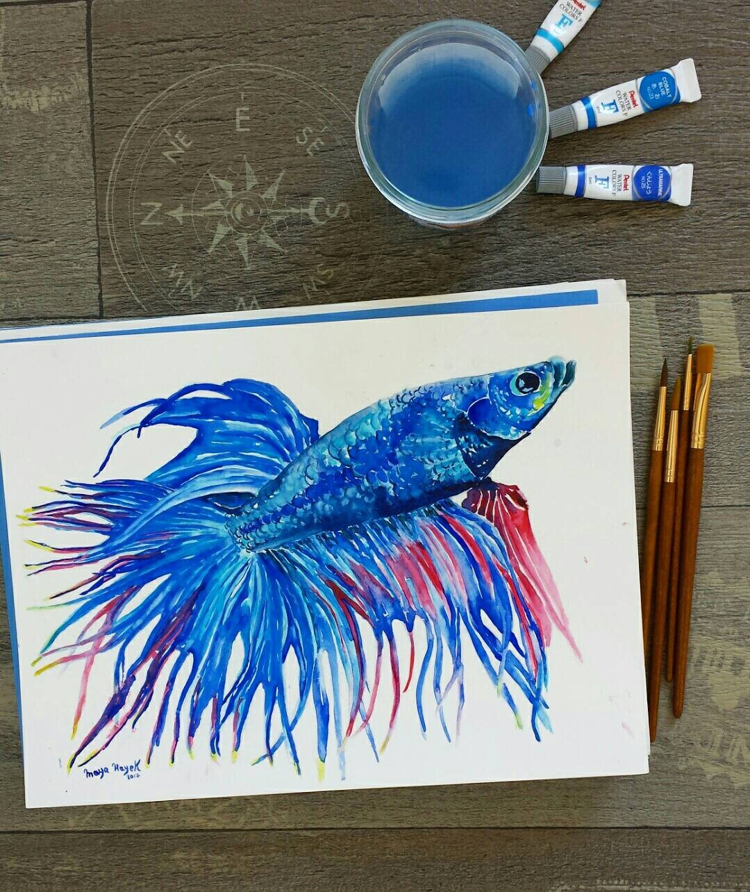 Betta Fish Painting, Fish Watercolor, Exotic Fish Painting, Fish Art ...